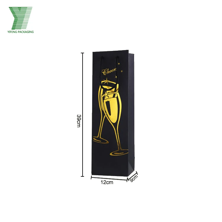 Carrier Paper Bags Whisky Packaging Custom Gold Foil logo champagne ...
