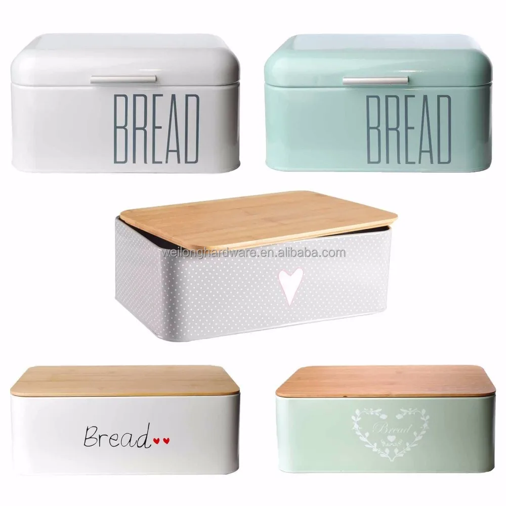 Bread Box Brotbox Metal Bamboo Cover - Eco-Friendly Storage
