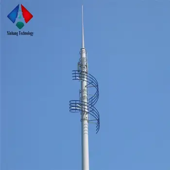 Single Tube Terminal 15m Steel Monopoles Antenna Mast Telecom Monopole ...