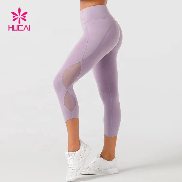 HUCAI OEM ODM 94% Polyamide 6% Elastane Women Fitness Yoga Pants