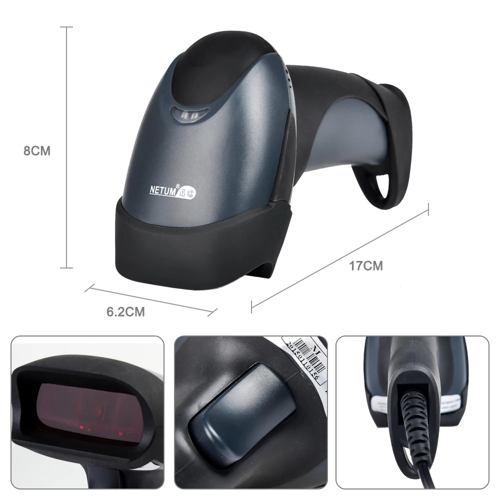 NETUM M8BT Blue Tooth Qrcode Barcode Scanner Gun Wireless 1D and 2D Usb ...