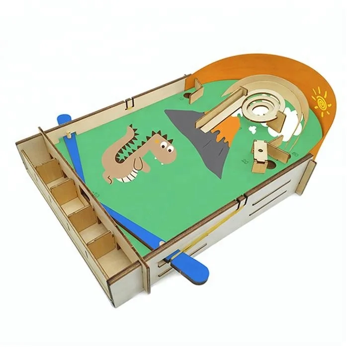 Wooden material DIY Self Easy to Assembly Mini Tabletop Pinball Games ...