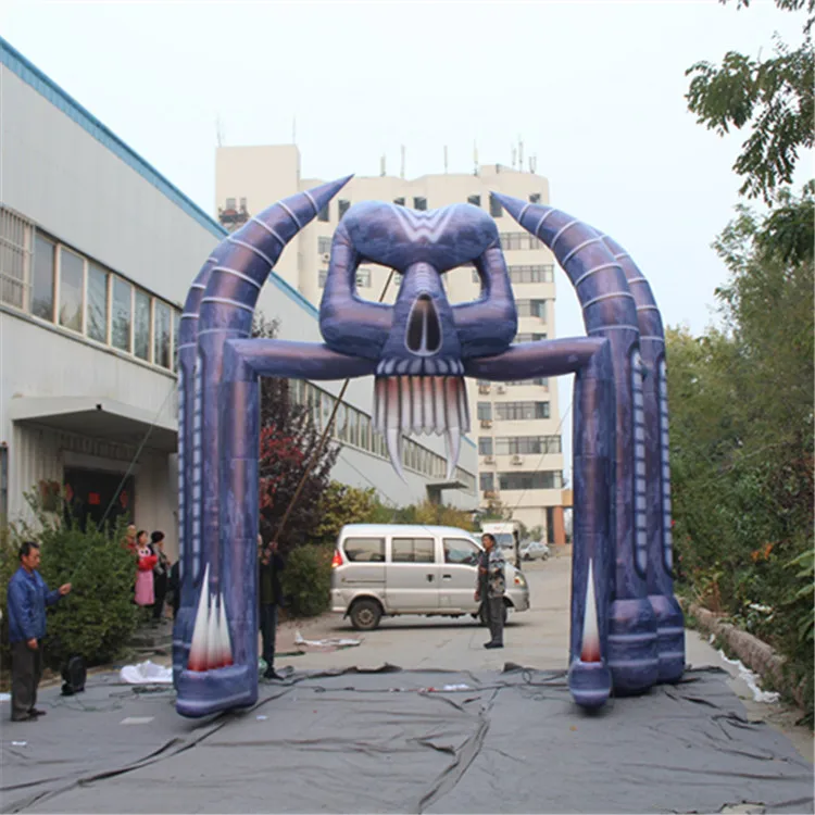 Halloween Decorative Inflatable Skull Head Arch Entrance With Led ...