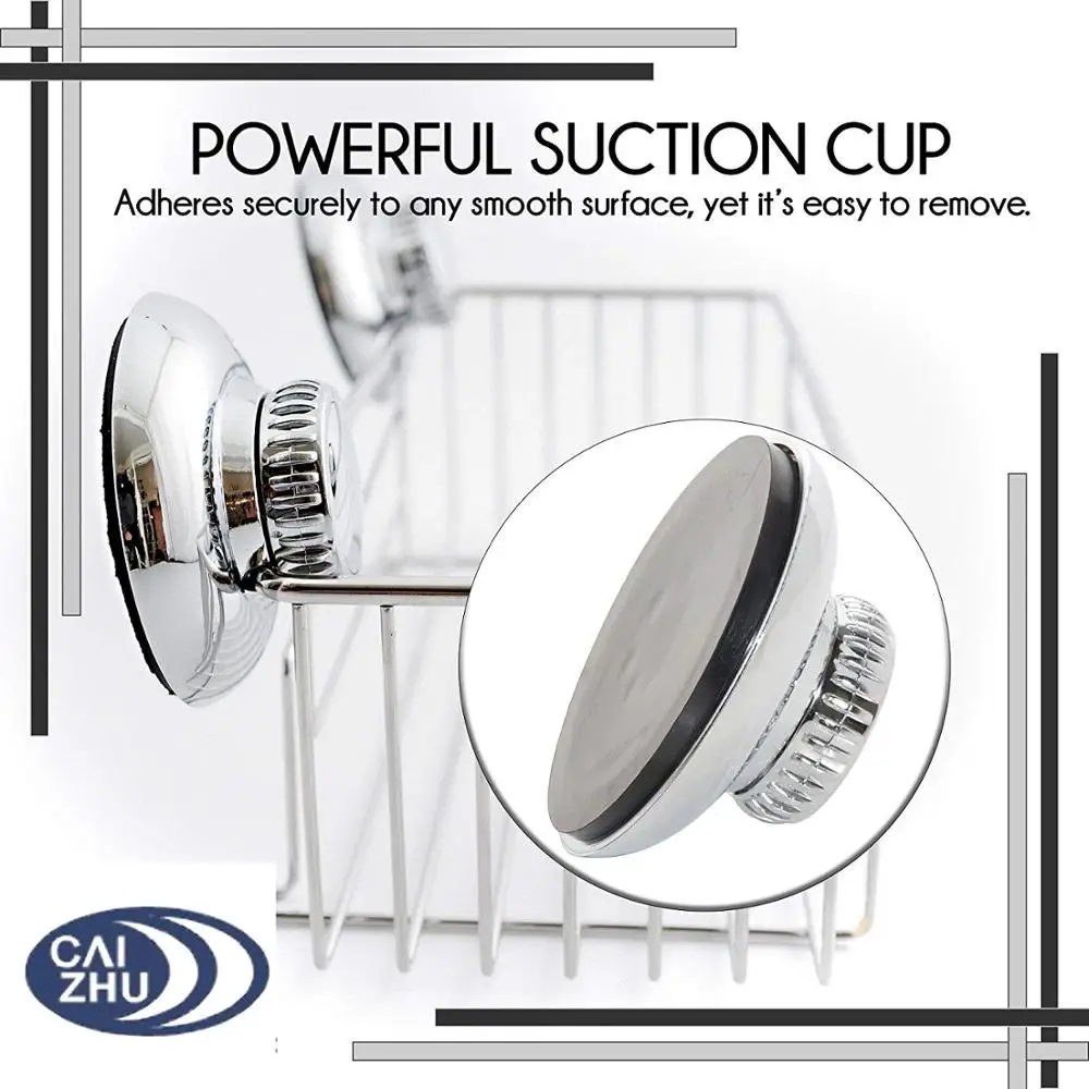 Stainless Steel Wire Shower Shelf Caddy Storage Basket Holder Vacuum ...