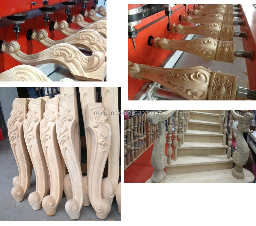 Multi Head Rotary 3D Wood Duplicator - 4 Axis CNC Router