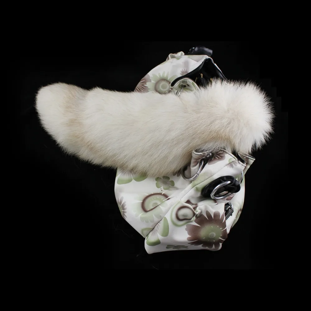 Genuine Animal Fur 40cm Fluffy Blue Fox Fur Tail Key Chain