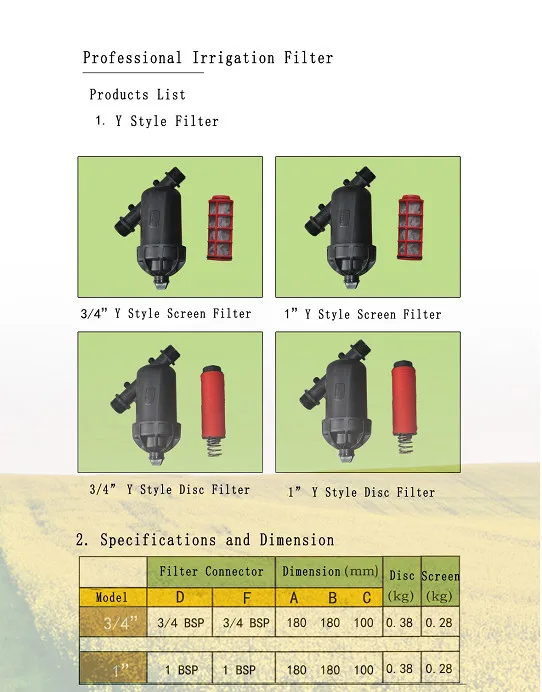 1Inch Y Type Filter Farm Agricultural Irrigation or Garden Disc Water ...