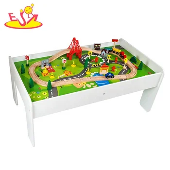 Customize Educational 60pcs Railway Wooden Toy Train Set Table For Kids ...