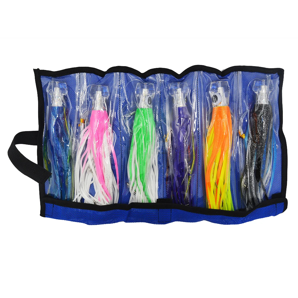 6pcs/set 6.5 Inch Rigged Marlin Tuna Trolling Lures Big Game Octopus ...