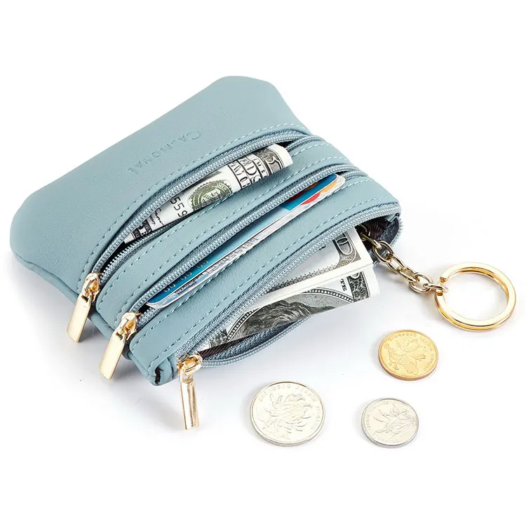 Women Lovely Zipper Coin Purse Wallet Bag Key Holder With Genuine ...