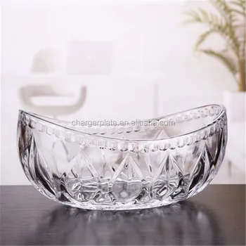 Boat Shape Crystal Flower Vase With Embossed Pattern - Buy Small Flower ...