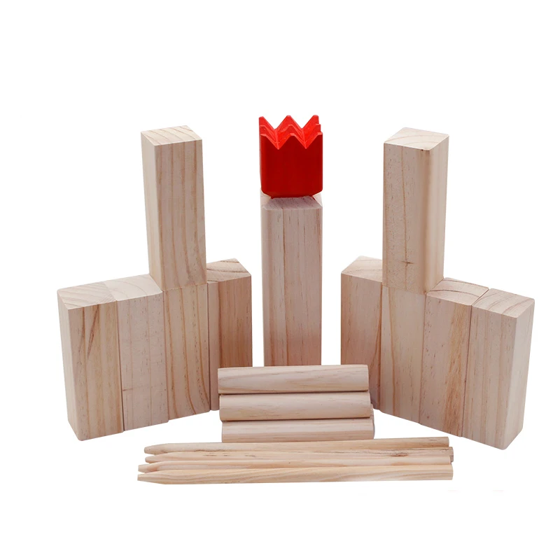 wood Kubb Game - Viking Chess - Premium Hardwood Kubb Set Tournament Size Kubb Lawn Game ...