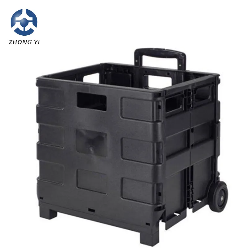 Plastic Rolling Fold Up Pull Trolley Shopping Cart - Buy Rolling ...