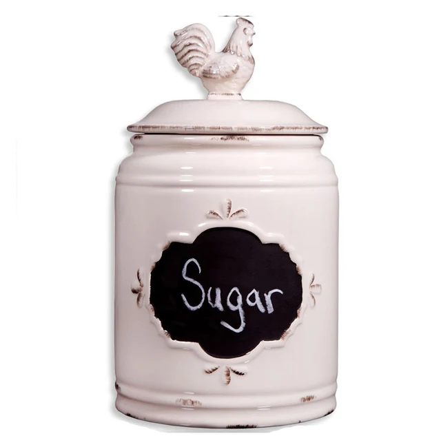 Ceramic Rooster Canisters With Lid,Canisters Kitchen Jar Set,Food ...