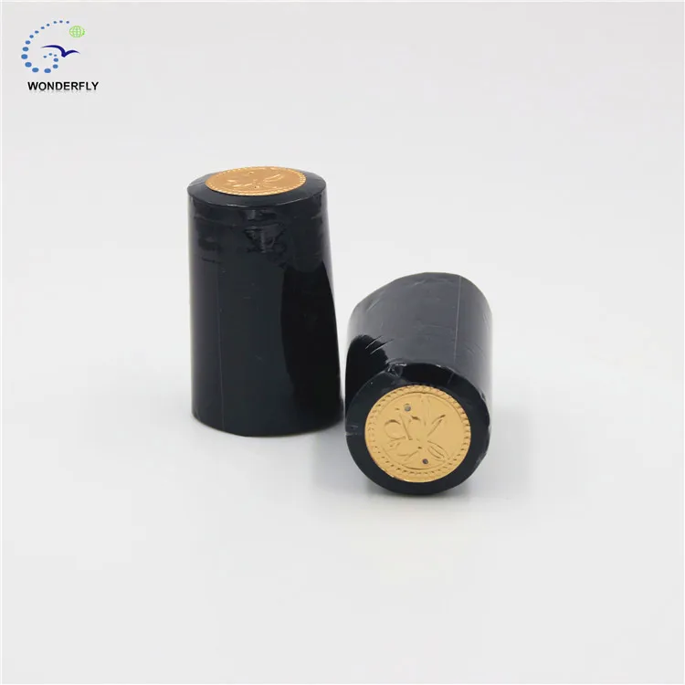 Pvc Heat Shrink Cap Black Color With Golden Word| Alibaba.com