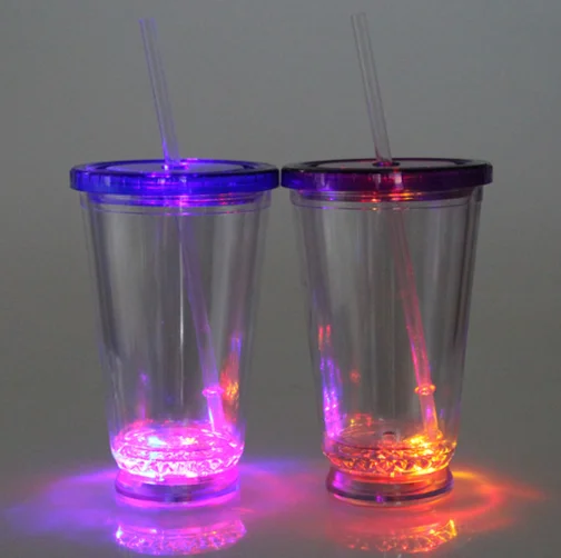 High Quality 16oz Led Light Up Double Wall Plastic Reusable Cups With ...