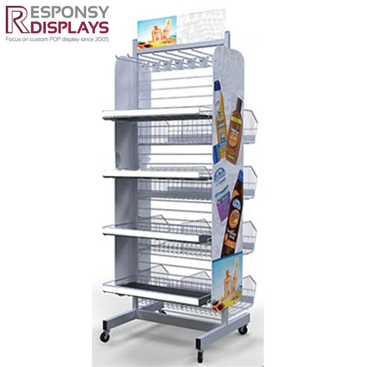 Retail Supermarket Wire Snack Floor Candy Metal Display Rack Coffe Food ...