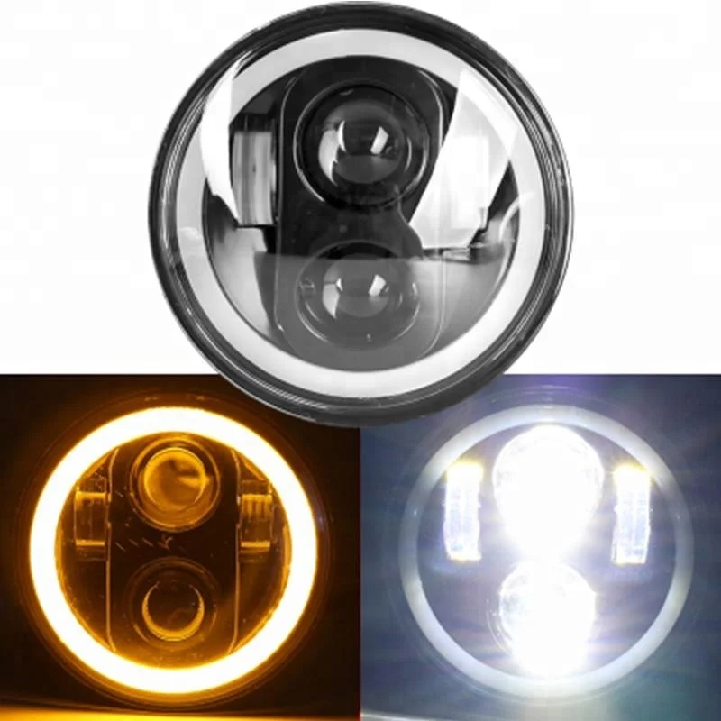 Universal 7 Inch Round Projector H4 Halo Angel Eye Turn Signal Light ...