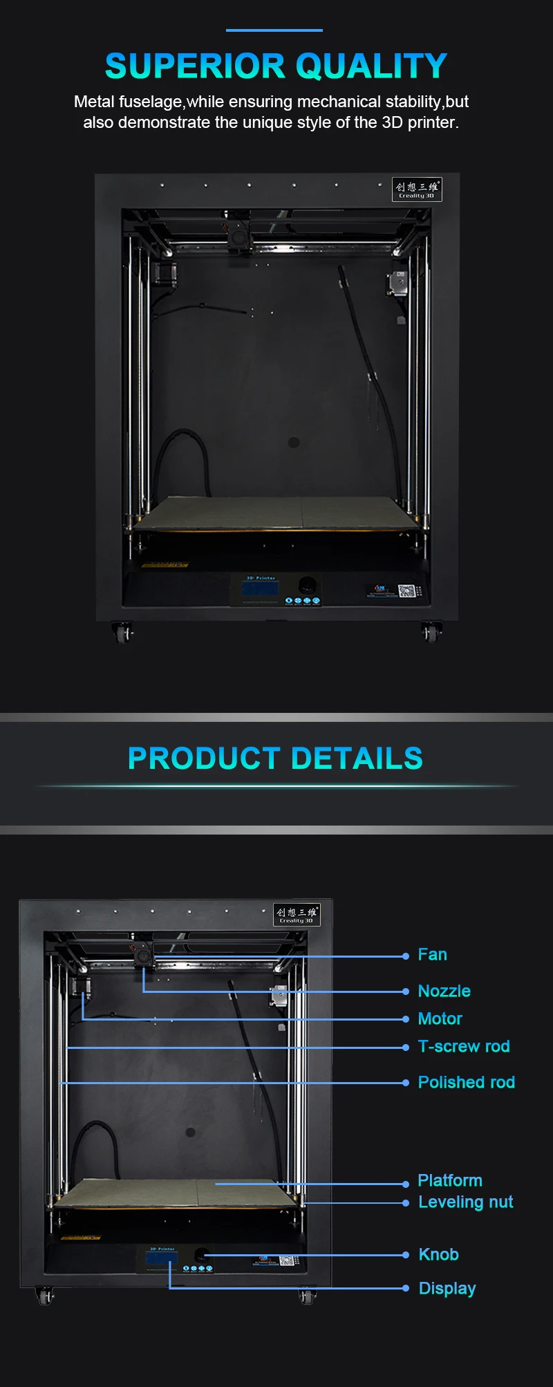 Large Print Size 500*500*600mm High Precision Full Metal Assembled ...