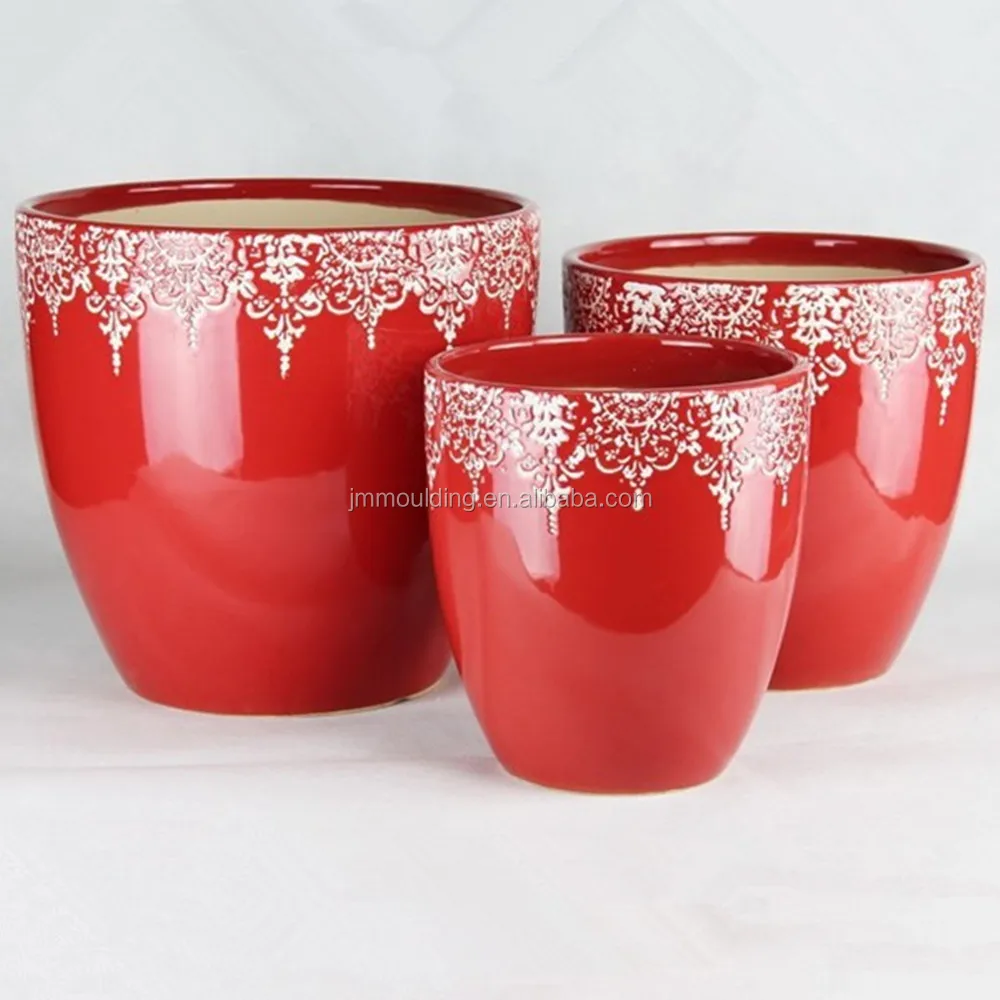 Outdoor Ceramic Chinese Glazed Flower Pots - Buy Outdoor Terracotta Red ...