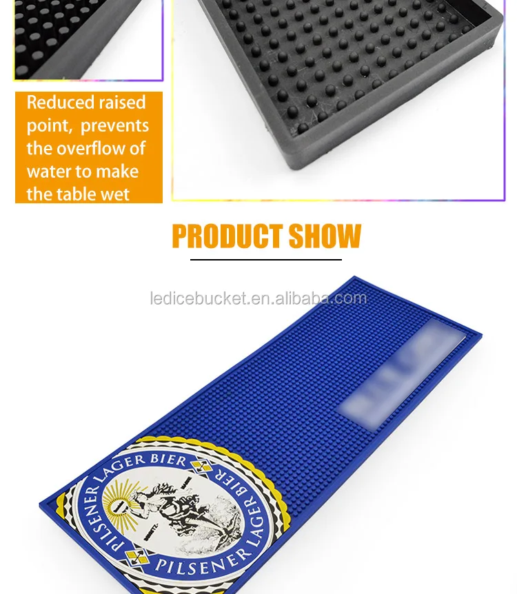 Promotional Customized Rubber Barmat Runners Led Bar Spill Mat For Beer ...