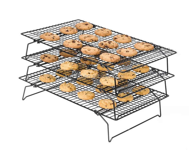 3 Tier Non-stick Cooling Rack - Space Saving Collapsible Cake Cooling ...