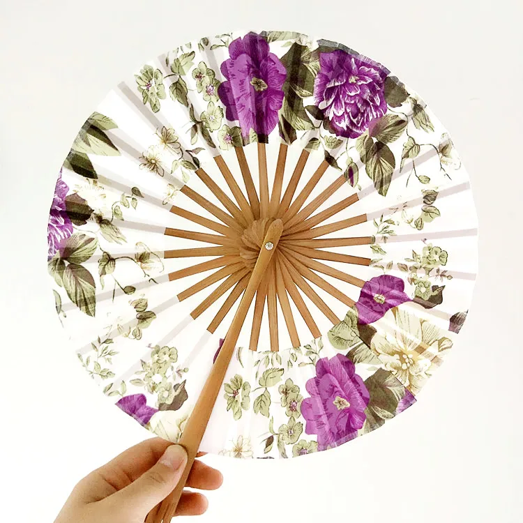 7 Inch National Style Round Folded Hand Bamboo Fan for Wedding ...