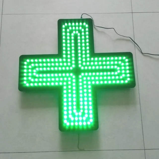 Ce Rohs 48x48x2.5cm Indoor Green Cross Led Sign Board - Buy Cross Led ...