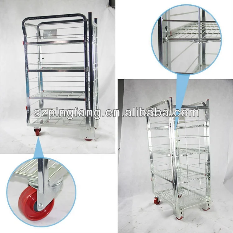 Milk Cage Trolley - Heavy Duty 4 Wheels Metallic Milk Cart
