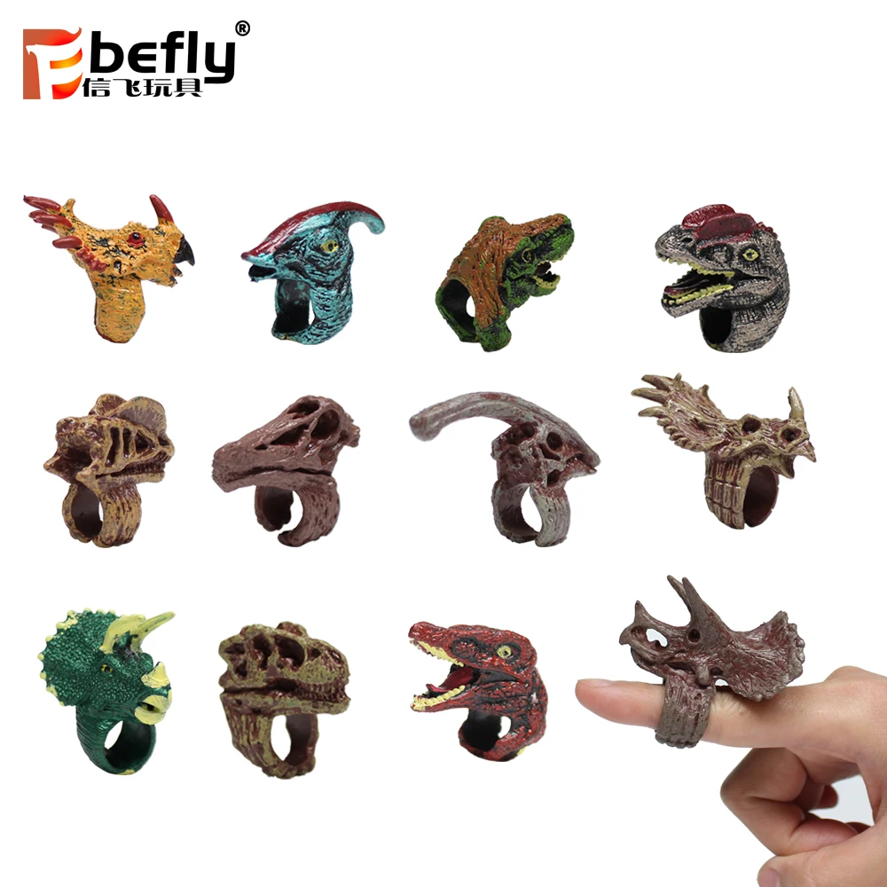 12 Kinds Mixed Packaging Plastic Very Cheap Dinosaur Finger Ring Toy ...