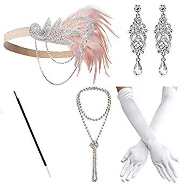 1920s Great Gatsby Accessories Set for Women,Costume Flapper Headpiece ...