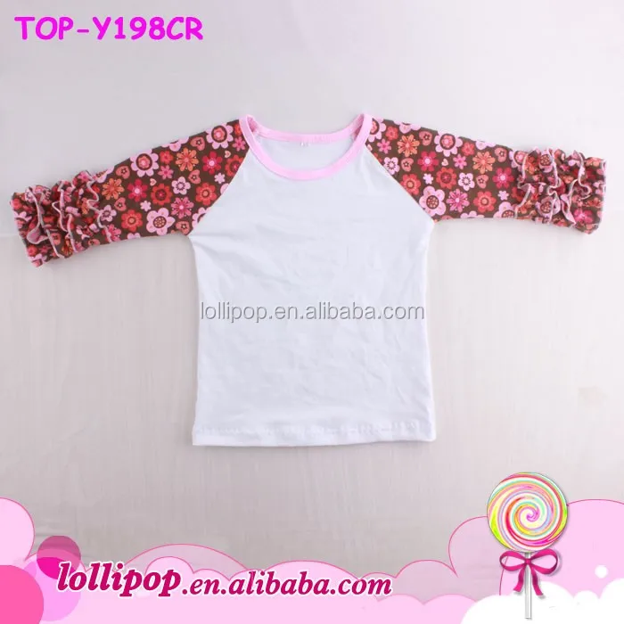Wholesale Adult Icing Ruffle Raglan Shirt Pink Floral Printed Raglan 3/ ...
