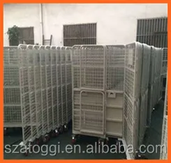 2 Doors Foldable Industrial Roll Container Cages Trolleys