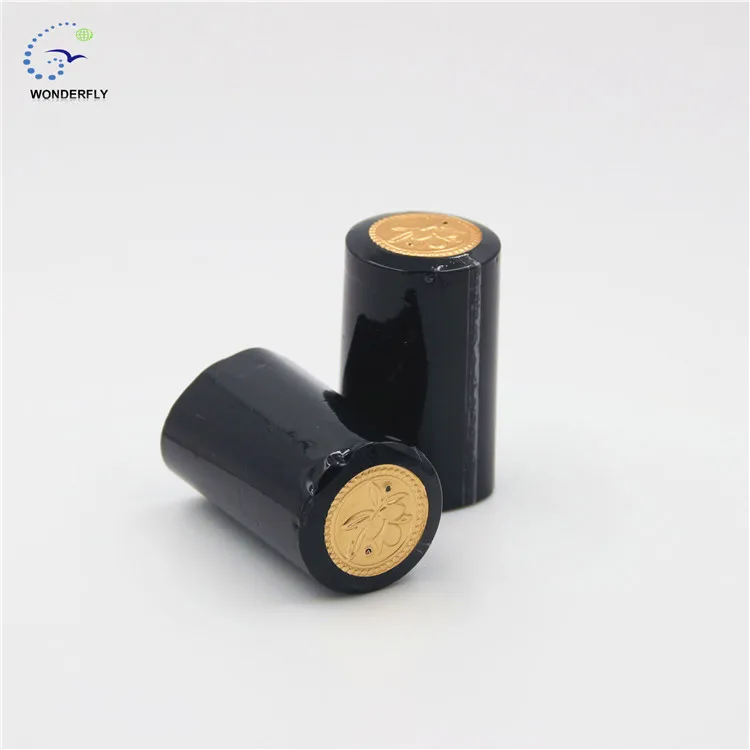 Pvc Heat Shrink Cap Black Color With Golden Word - Buy Heat Shrink ...