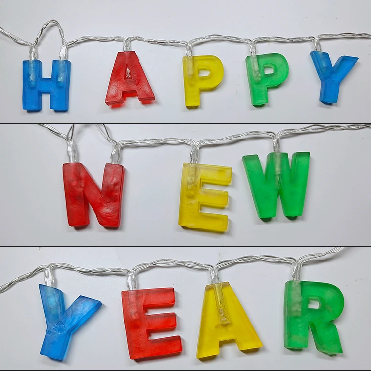 Happy New Year Glow Character LED Necklace Party Decoration