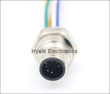 M12 Male Connector 6 Pin Solder Connector Ip67 Back Fasten Wire ...