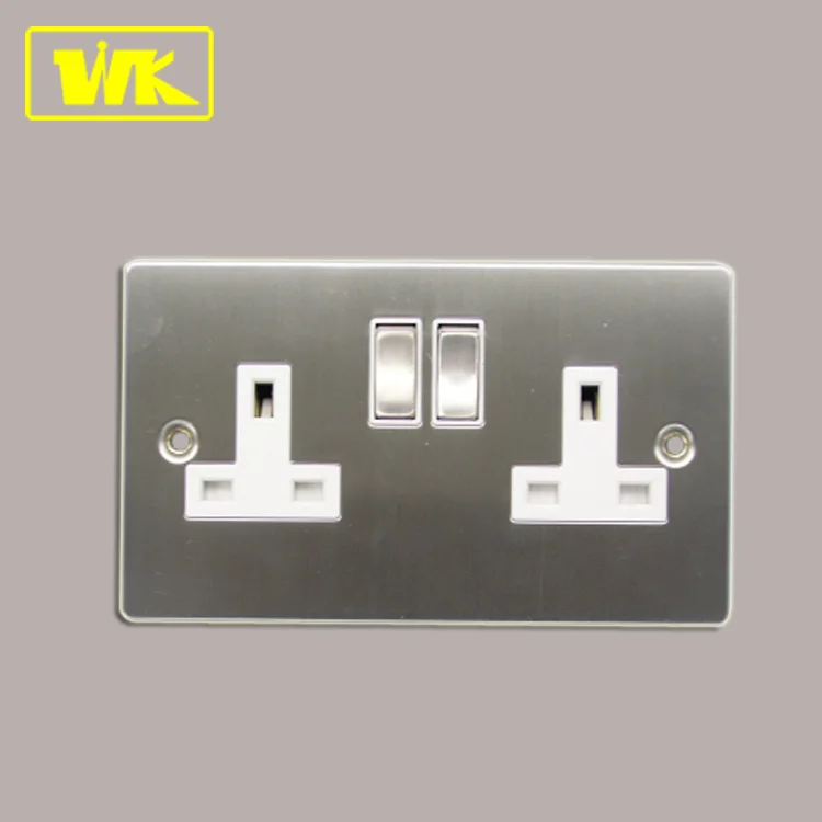 Wk Stainless Steel Square Edge 13a 2gang Double Pole Electrical ...