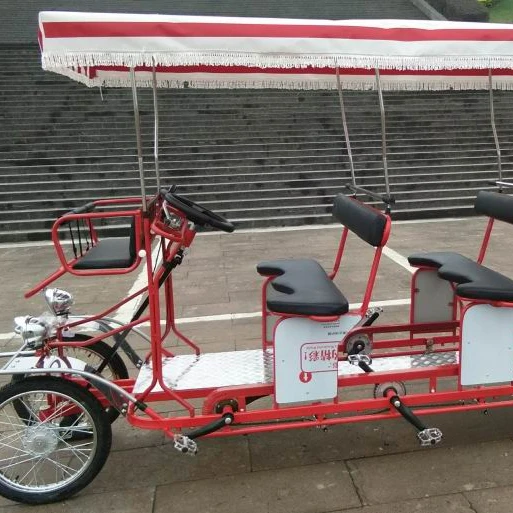 6 PERSONS ELECTRIC PEDAL ASSISTED SURREY BIKE WITH LED LIGHT ...
