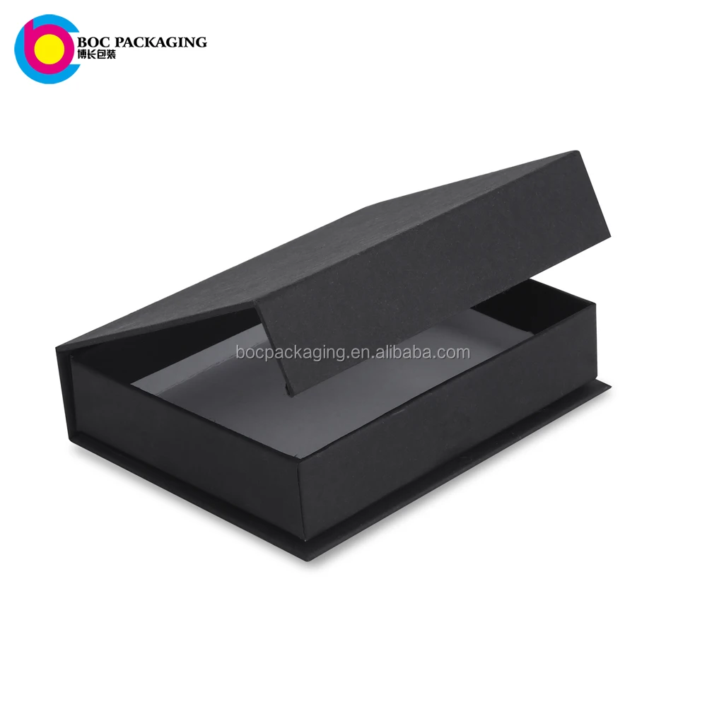 Black Color Rigid Flat Magnetic Gift Box Package Empty Magnetic Closure ...