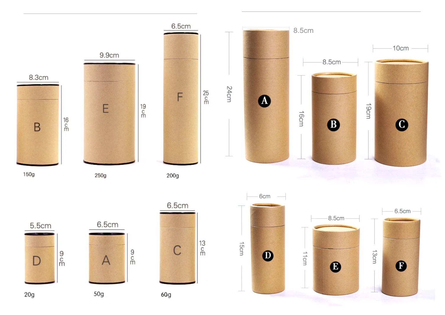 Custom Printed Eco Friendly Kraft Cardboard Cylinders