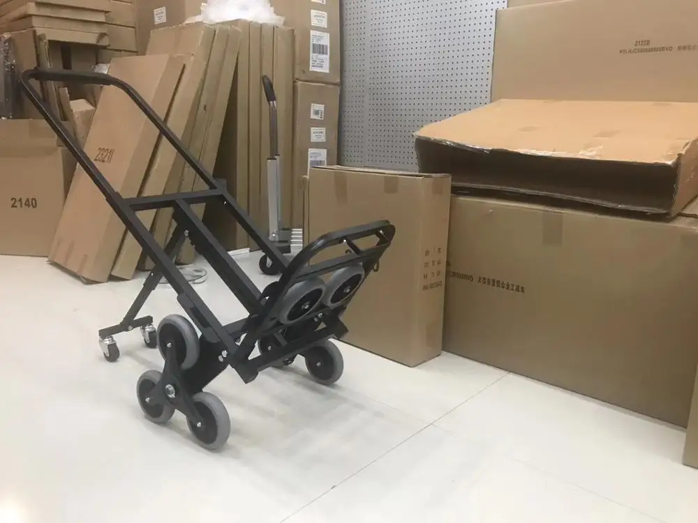 6 Wheels Three-wheel Stair Climbing Hand Trolley Portable Shopping Cart ...