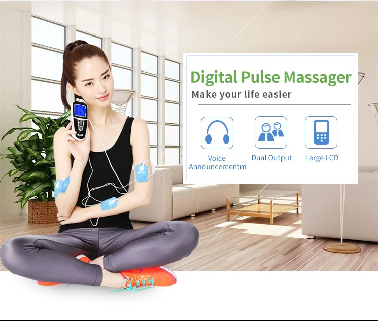 Tens Pulse Massager With Electrode Pads Wireless Portable Ems Massager ...