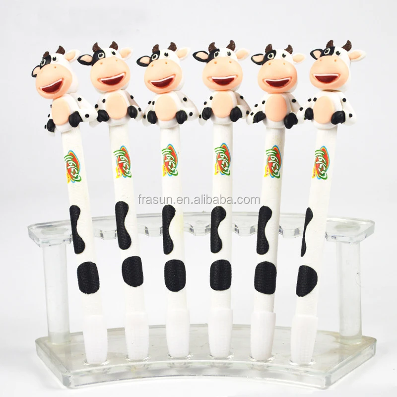 Wholesale Promotional Polymer Clay Cute Milk Cow Animal Top Ballpoint ...