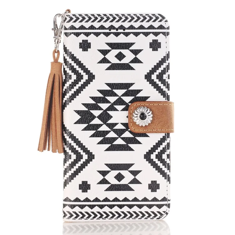 vintage flip full cover cell phone case aztec pattern tassel fringe ...