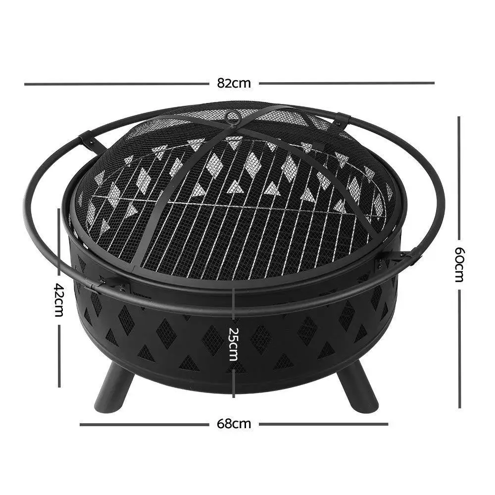 Firepit Brazier Round Fireplace Winter Firewood Fire Pit Outdoor Bbq ...