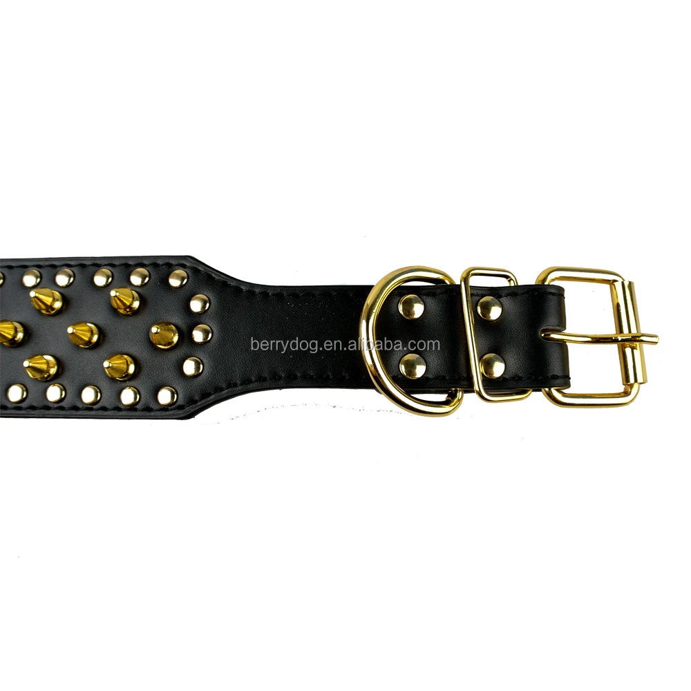 Beirui Luxury Heavy Duty Leather Pet Dog Collar Metal Rivet Decoration ...