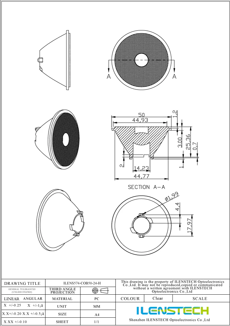 Ilenstech Led Cob Lens Optics 50mm Diameter 10 Degree Light Spare Part ...