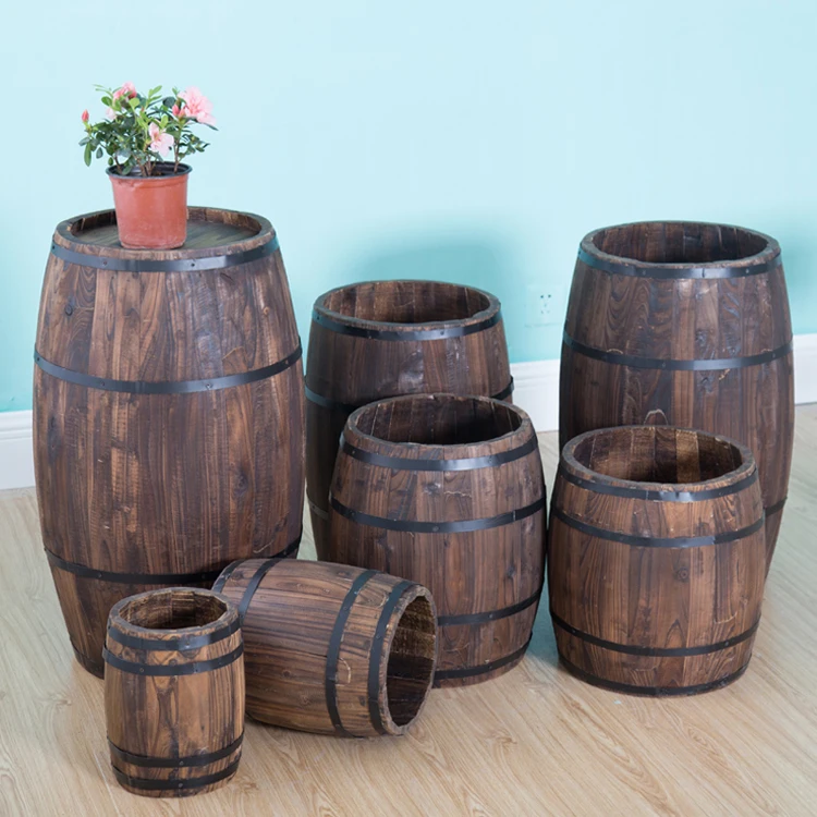 Retro Wooden Barrel Display for Bar Use - Elegant Decorative Drums ...