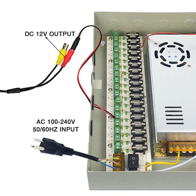 Weatherproof 12V DC 18 Output Switch Mode CCTV Power Supply