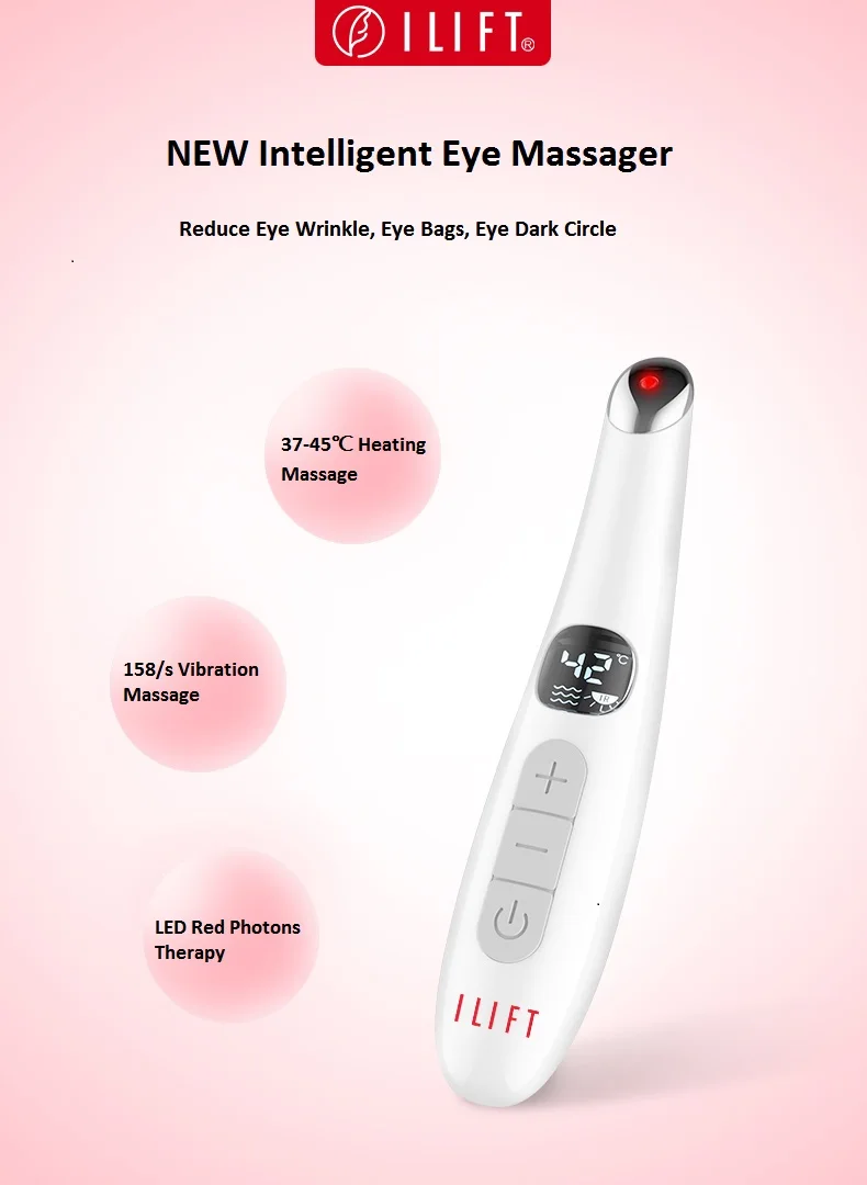 Eye Vibration Wand Reduce Eye Wrinkles Heated Eye Massager With Red ...